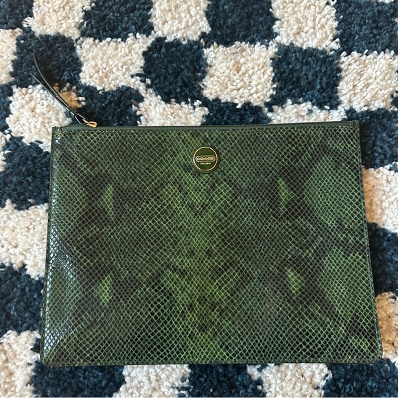 Coach | Bags | Coach Greenblk Snake Skin Pouch | Poshmark